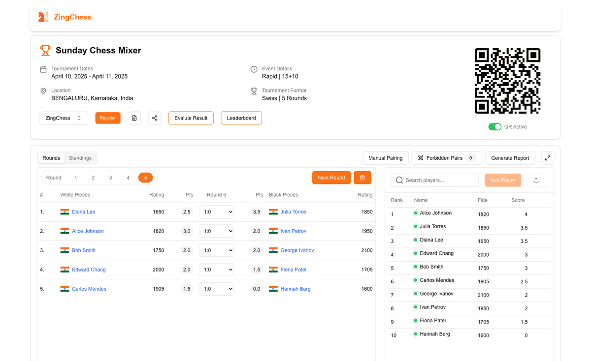 ZingChess Manager | Manage Your Chess Games and Tournaments